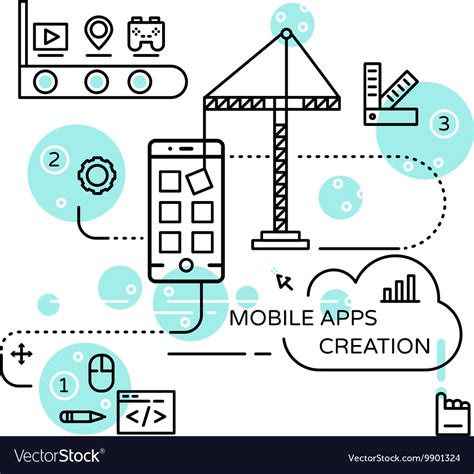 Mobile Apps Creation Linear Design Royalty Free Vector Image