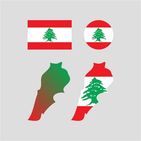 Premium Vector Lebanon National Map And Flag Vectors Set