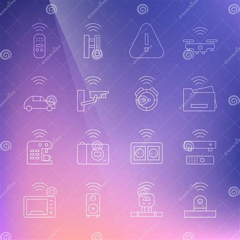 Set Line Smart Security Camera Wireless Tv Box Receiver Printer Exclamation Mark Triangle