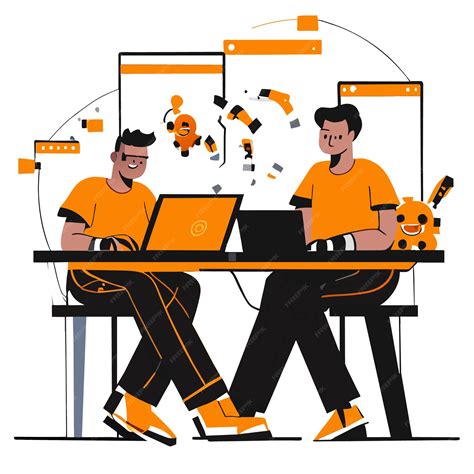 Premium Vector Virtual Comedy Spectacle Programmers And Selfaware Robots