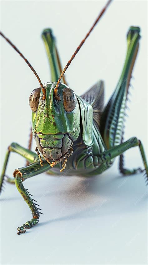 Creative 3d Rendering Of Grasshopper On White Background Premium Ai Generated Image