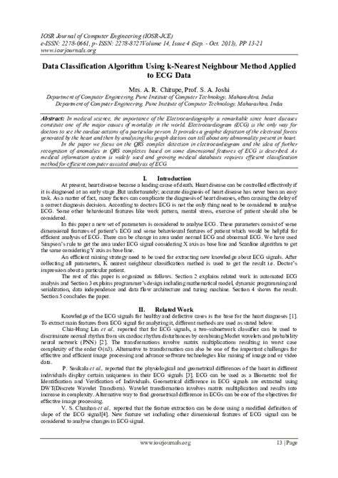 Pdf Data Classification Algorithm Using K Nearest Neighbour Method