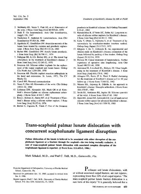 Pdf Trans Scaphoid Palmar Lunate Dislocation With Concurrent Scapholunate Ligament Disruption