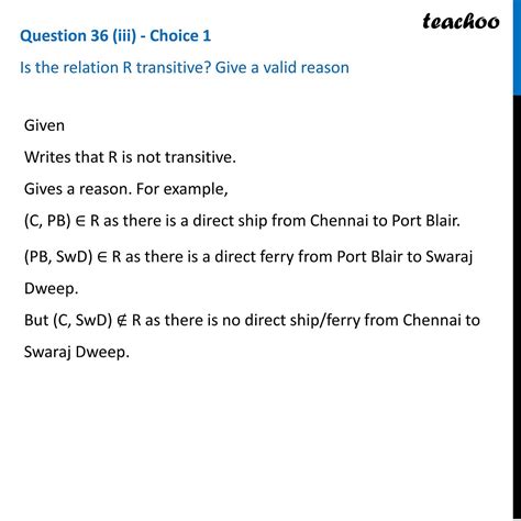 Sample Paper Class 12 Is The Relation R Transitive Give A Valid