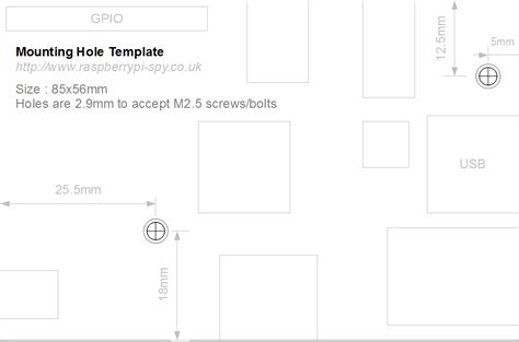 raspberry pi rev2 template with mounting holes raspberry pi