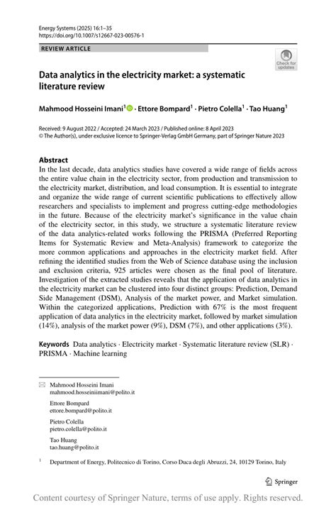 Data Analytics In The Electricity Market A Systematic Literature