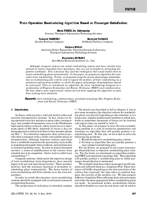 Pdf Train Operation Rescheduling Algorithm Based On Passenger Satisfaction