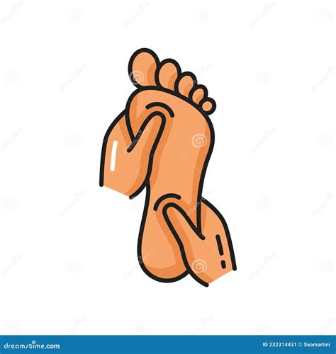 Reflexology Foot Massage Isolated Outline Icon Stock Vector Illustration Of Wellness Thai