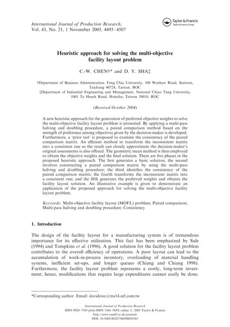 pdf heuristic approach for solving the multi objective facility