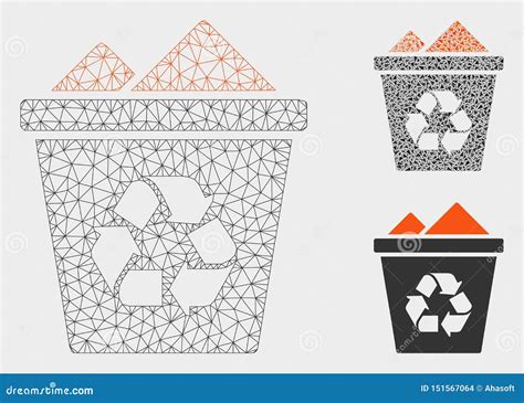 Full Recycle Bin Vector Mesh Network Model And Triangle Mosaic Icon Stock Vector Illustration