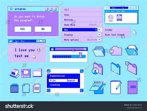 Retro Computer Windows Popup S Interface Stock Vector Royalty Free Shutterstock
