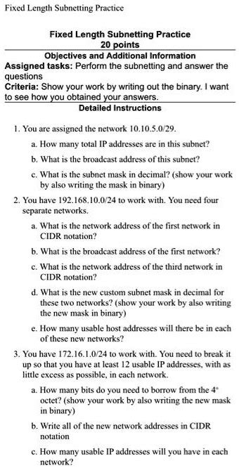 solved fixed length subnetting practice fixed length subnetting