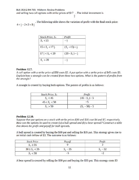 Bus 353 And Rm 705 Midterm Review Problems 12 Humanities Social