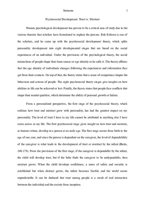 Doc Erik Erikson Trust Vs Mistrust