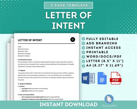 Letter Of Intent Template Business Intent Letter Intent To Proceed