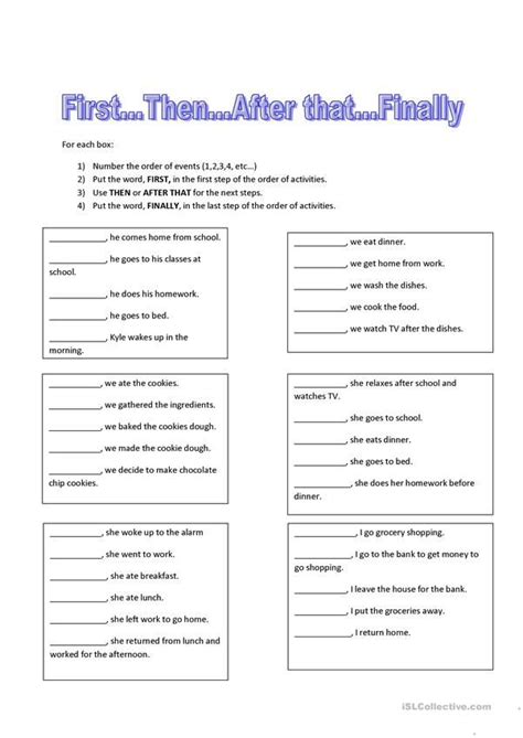 First Then After That Finally Time Order Words Sequencing Worksheets Story Sequencing
