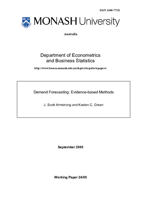 Pdf Demand Forecasting Evidence Based Methods