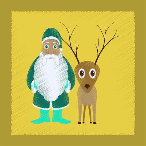 플랫 음영 스타일 아이콘 산타 클로스 순록 벡터 Ai Eps Uidownload