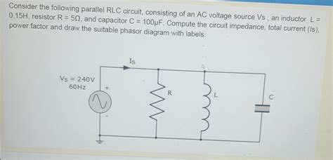 Solved Consider The Following Parallel RLC Circuit Chegg