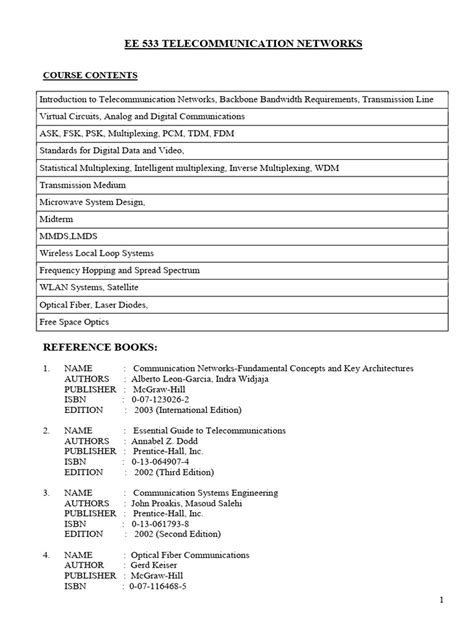 Ee 533 Telecommunication Networks Lecture Notes 2021 Pdf Computer Network Data Compression