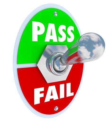 pass vs fail words toggle switch grade score test exam stock