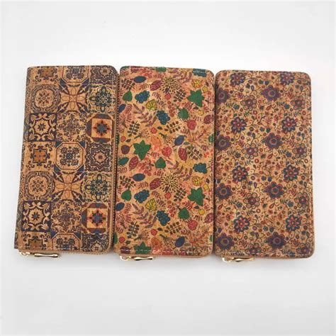 Бумажник из натуральной пробковой ткани с рисунком плитки и рисунком из Португалия Длинные