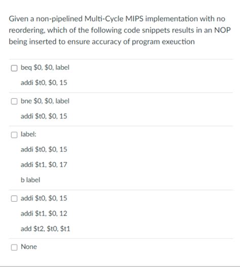 solved given a non pipelined multi cycle mips implementation