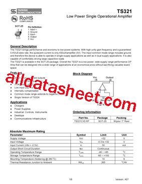 TS321 Datasheet PDF Taiwan Semiconductor Company Ltd