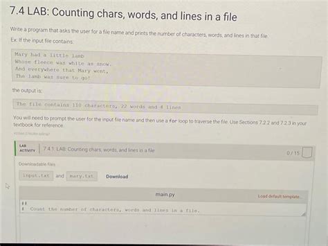Solved 74 Lab Counting Chars Words And Lines In A File