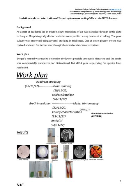 Pdf Isolation And Characterization Of Stenotrophomonas Maltophilia Strain Nct8 From Air