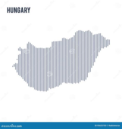 Vector Abstract Hatched Map Of Hungary With Vertical Lines Isolated On