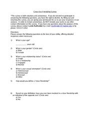 Cross Sex Friendship Survey Assignment Cross Sex Friendship Survey This Survey Is Both