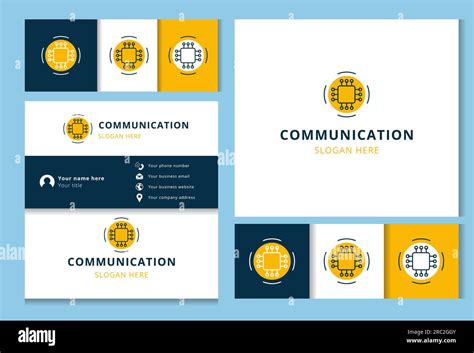Communication Logo Design With Editable Slogan Branding Book And Business Card Template Stock