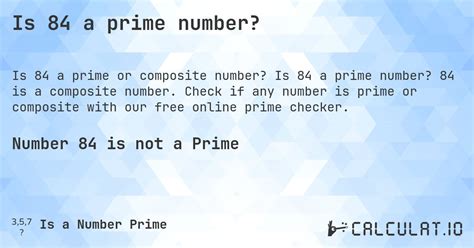 Is 84 A Prime Number Calculatio