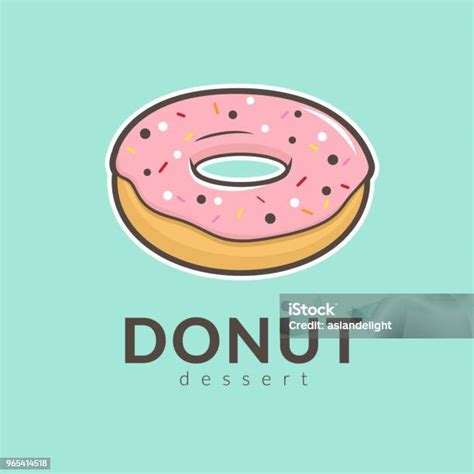 파란색 배경에 절연 위에 화려한 뿌리와 핑크 도넛 딸기 풍미 손으로 그린 만화 벡터 일러스트 레이 션 도넛에 대한 스톡 벡터 아트 및 기타 이미지 Istock