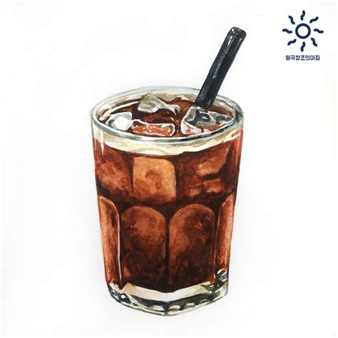 아이스아메리카노 그리기 커피개체묘사 Thức ăn Nhật Ký Nghệ Thuật Đồ Uống