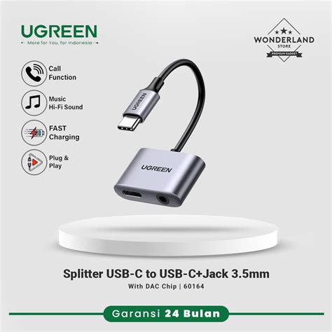 Jual Ugreen Converter Splitter Usb C To C Jack Mm Audio Adapter Open Mic With Dac Chip