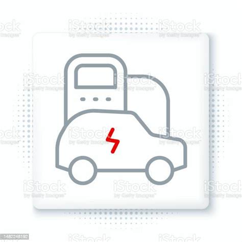 흰색 배경에 격리 된 라인 전기 자동차와 전기 케이블 플러그 충전 아이콘 재생 가능한 에코 기술 다채로운 개요 개념 벡터 0명에 대한 스톡 벡터 아트 및 기타 이미지