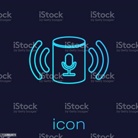 청록색 음성 길잡이 라인 아이콘 파란색 배경에 고립입니다 음성 제어 사용자 인터페이스 스마트 스피커 벡터 일러스트 0명에 대한 스톡 벡터 아트 및 기타 이미지 Istock