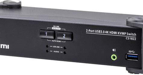 ATEN 2 Port USB 3 0 4K HDMI KVMP Switch With Audio Mixer CS1822