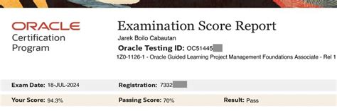 Oracle Certification Program Passed Oracle Guided Learning Project Management Foundations