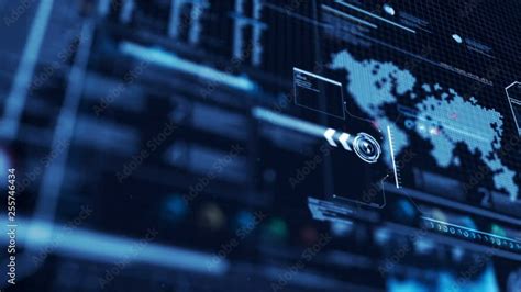 3d Rendering Circle Hud Head Up Display Interface With Ui Map Graph Bar Element For Futuristic