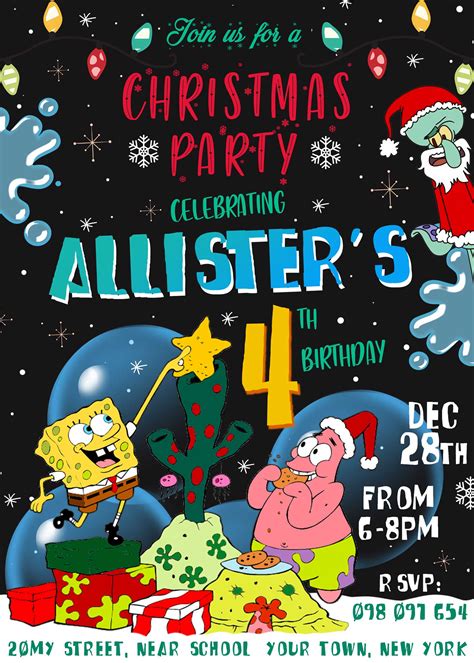 Spongebob Birthday Video Invitation Animated Invite