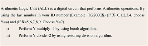 Solved Arithmetic Logic Unit ALU Is A Digital Circuit That Chegg