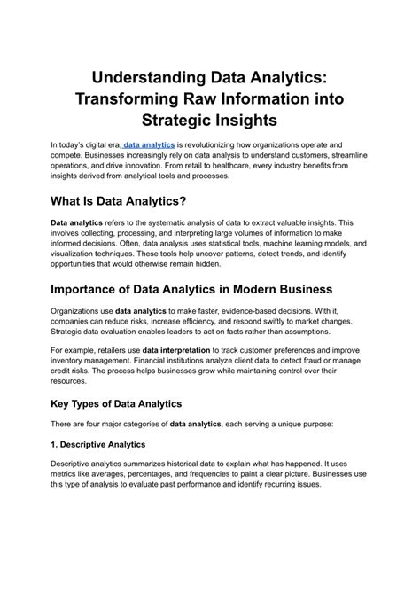 Ppt Understanding Data Analytics Transforming Raw Information Into Strategic Insights