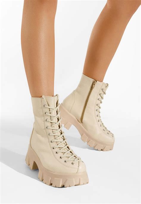 Bocanci Dama Piele Bej Suneca Zapatos