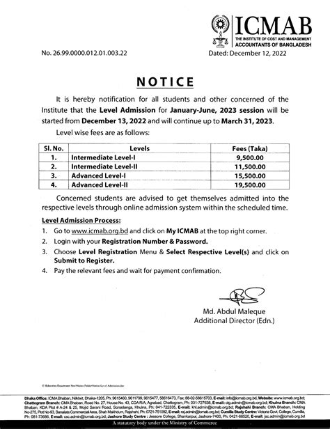 Level Admission Welcome To Icmab