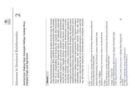 Pdf Advances In Structural Bioinformatics