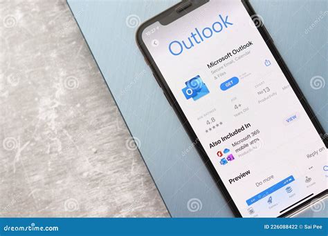 Microsoft Outlook Application On Mobile Phone Screen Editorial Photography Image Of