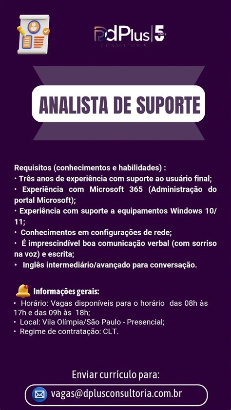 Dplus Consultoria On Linkedin Analistadesuporte Vagasti Analistati